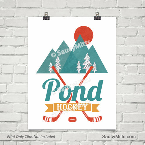 Retro Pond Hockey Poster - Saucy Mitts – Saucy Mitts Hockey